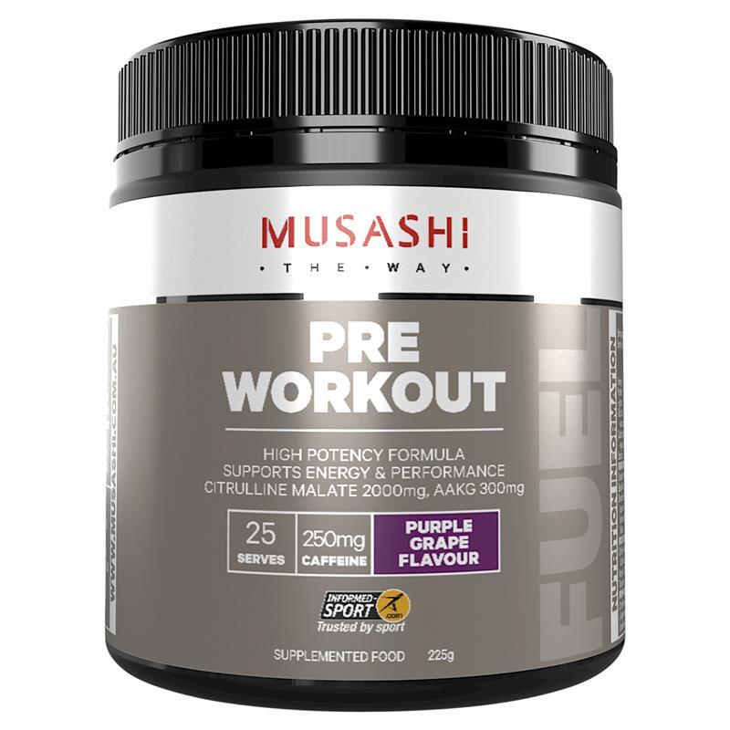 MUSASHI Pre Workout Grape 225g — Highbrook Pharmacy
