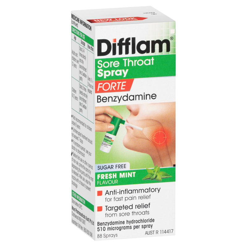 Difflam Sore Throat Spray Anti-Inflammatory FORTE 15ml - Mint Flavour ...